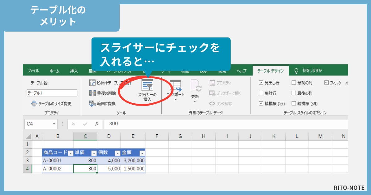 【Excel】テーブル機能とは？使い方とメリット・デメリットをまとめ！ | RITO-NOTE