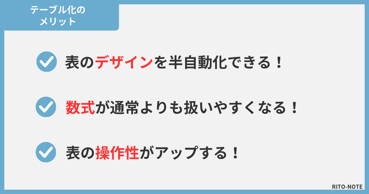 【Excel】テーブル機能とは？使い方とメリット・デメリットをまとめ！ | RITO-NOTE